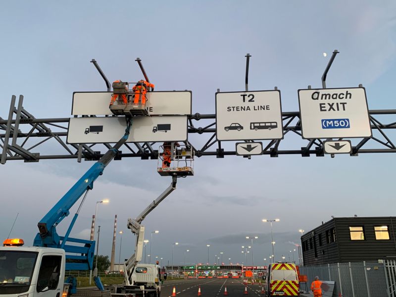 New Gantry Signs Installation in Dublin Port - PWS Signs